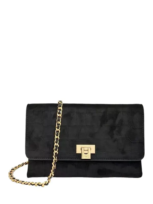 Elisabetta Franchi Embossed Chain Clutch - Black