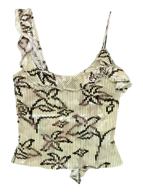 SIEDRES Arla Floral Ruffled Top - Neutrals