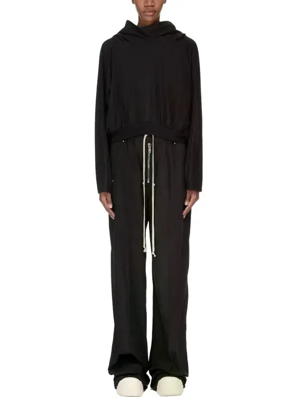 Rick Owens Cropped Hoodie - Obsidian