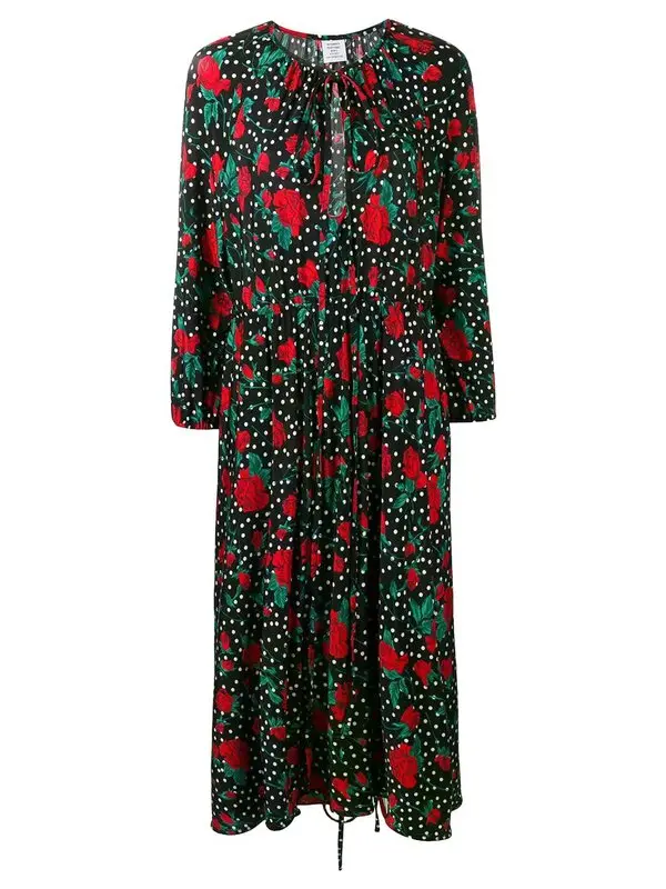 Vetements Roses Print Midi Dress - Black