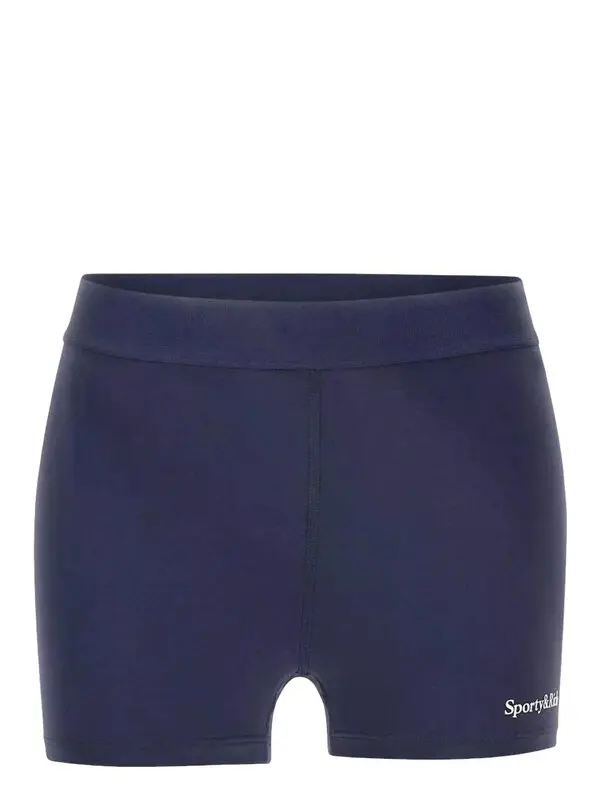 SPORTY & RICH Logo Detail Elasticated Shorts - Blue