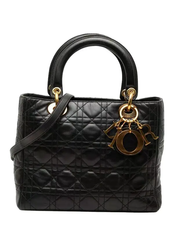 Dior Medium Lambskin Cannage Lady Satchel - Black