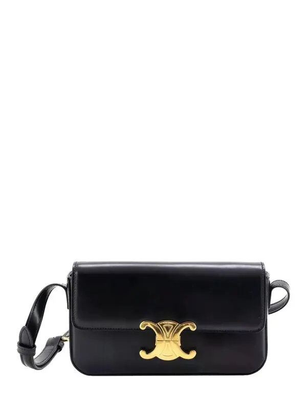 Celine Triomphe East-west Smooth Calfskin Shoulder Bag - Black