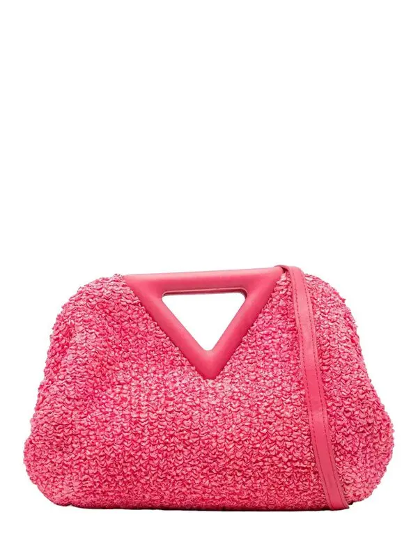 Bottega Veneta Small Boucle Curly Raffia The Point Triangle Satchel - Pink