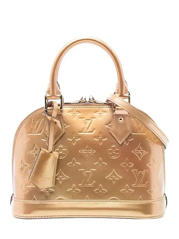 LOUIS VUITTON 2015 Monogram Vernis Alma Bb Satchel - Gold