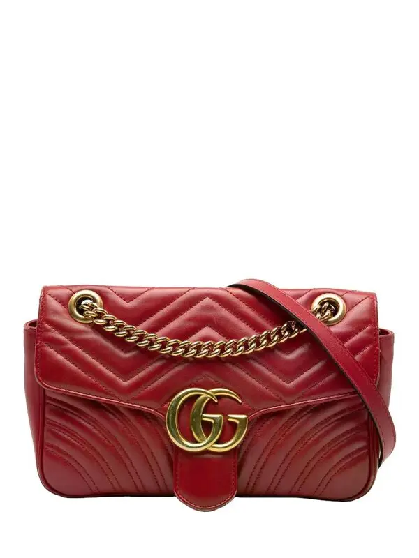 Gucci Gg Marmont Matelasse Leather Shoulder Bag - Red