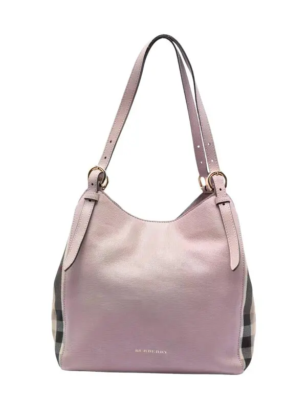 Burberry Leather And House Check Canvas Canterbury Tote Bag - Pink