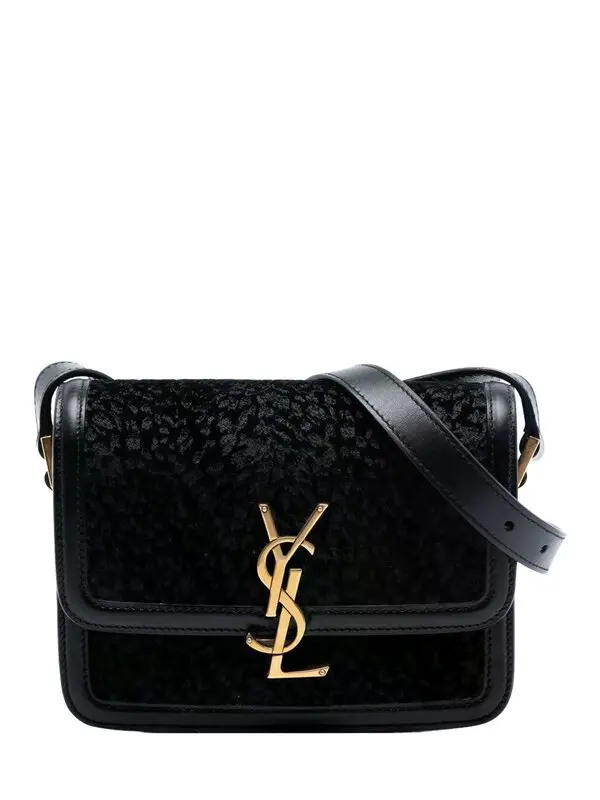 Saint Laurent Small Velvet Solferino Satchel - Black