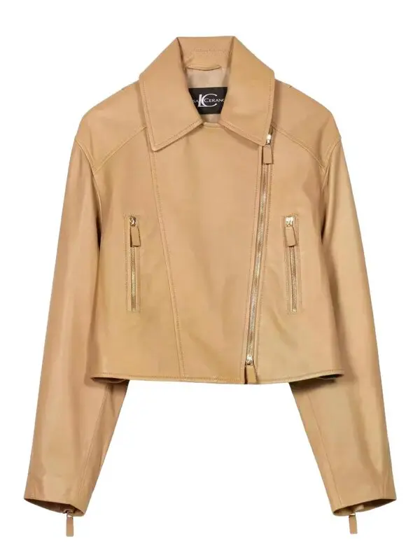 LUISA CERANO Leather Jacket - Neutrals