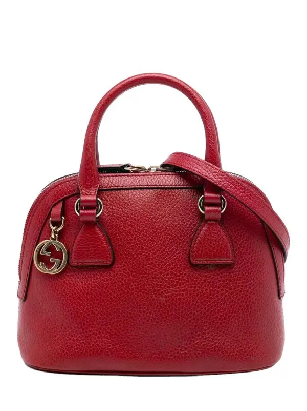 Gucci Mini Leather Gg Charm Dome Satchel - Red