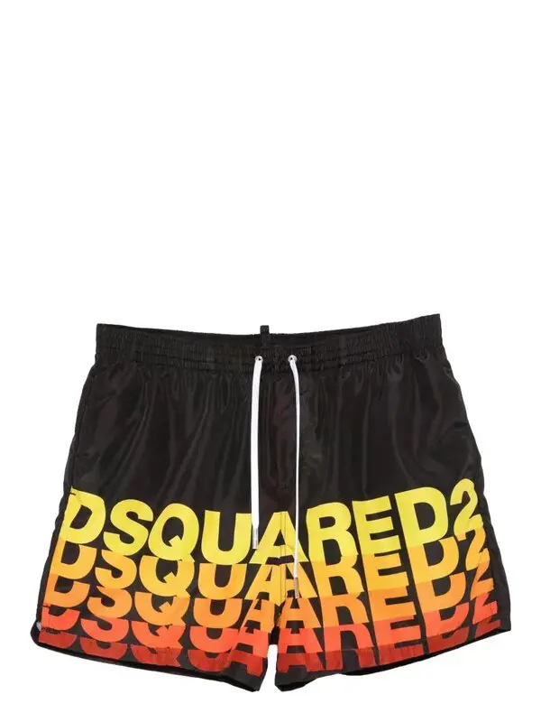 Dsquared2 Gradient-logo Drawstring Swim Shorts - Black