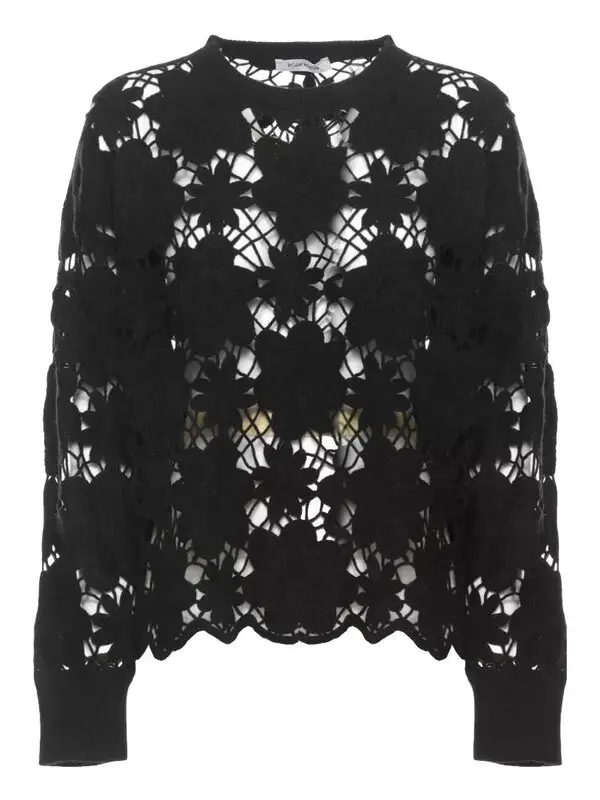 KANGRA Open-work Sweater - Black