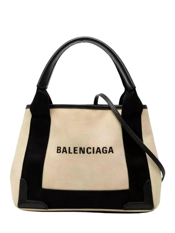 Balenciaga 2019 Canvas Navy Cabas Xs Satchel - Black