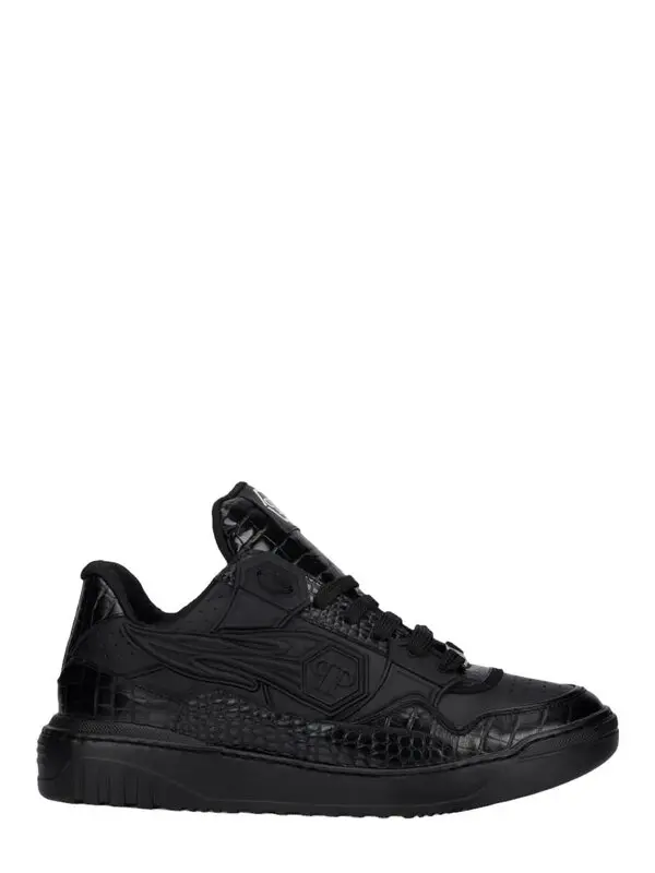 Philipp Plein Croc-effect Lace-up Sneakers - Black