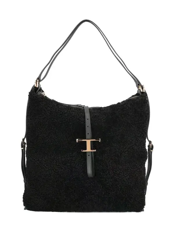 TOD'S Shearling Shoulder Bag - Black