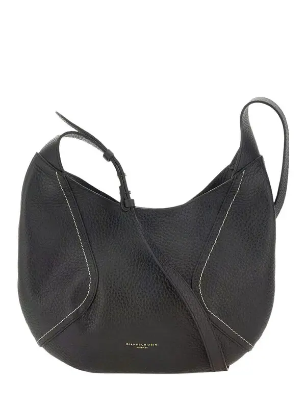 GIANNI CHIARINI Medium Juno Shoulder Bag With Contrast Stitching - Black
