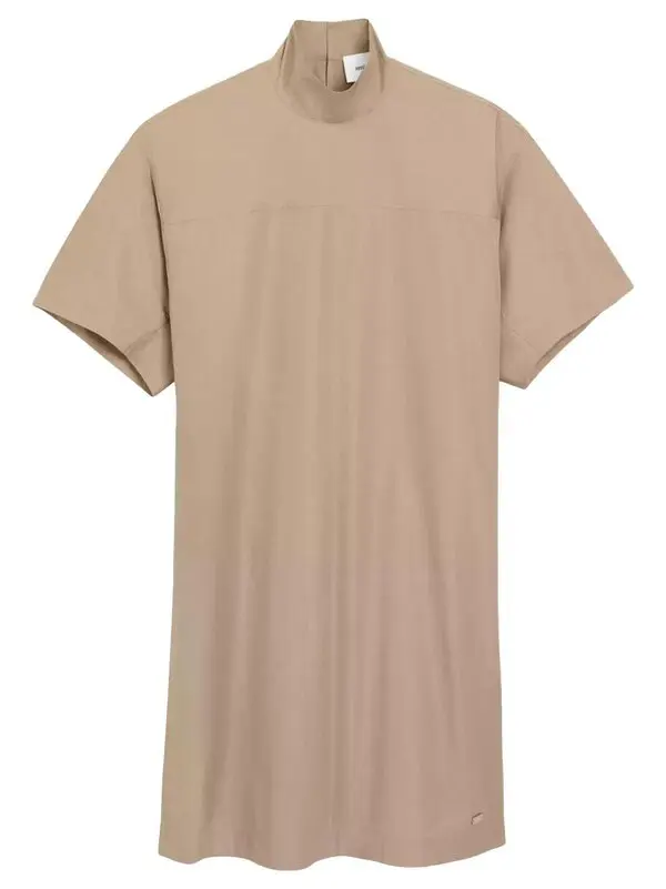 Ami Mock-neck Buttoned Dress - Neutrals