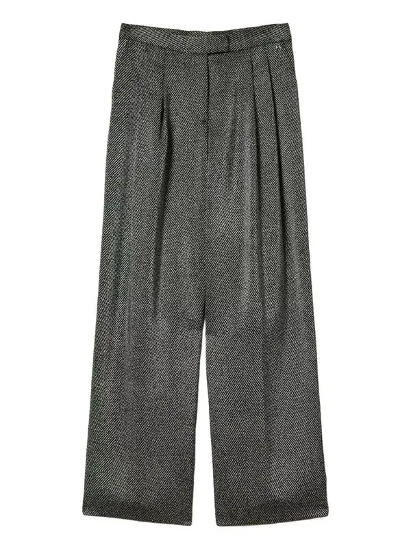 TWINSET Herringbone Palazzo Pants - Grey