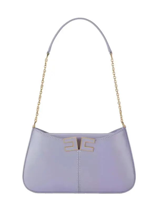 Elisabetta Franchi Logo Chain Shoulder Bag - Purple