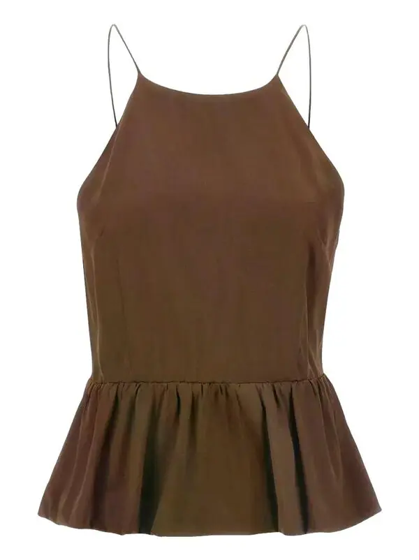 THE GARMENT Halterneck Peplum Top - Brown