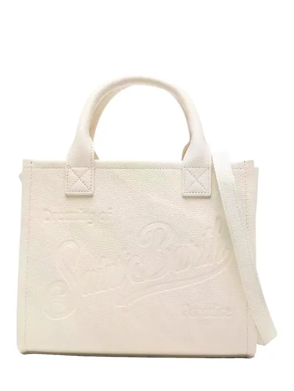 MC2 SAINT BARTH Medium Logo-embossed Leather Tote Bag - White