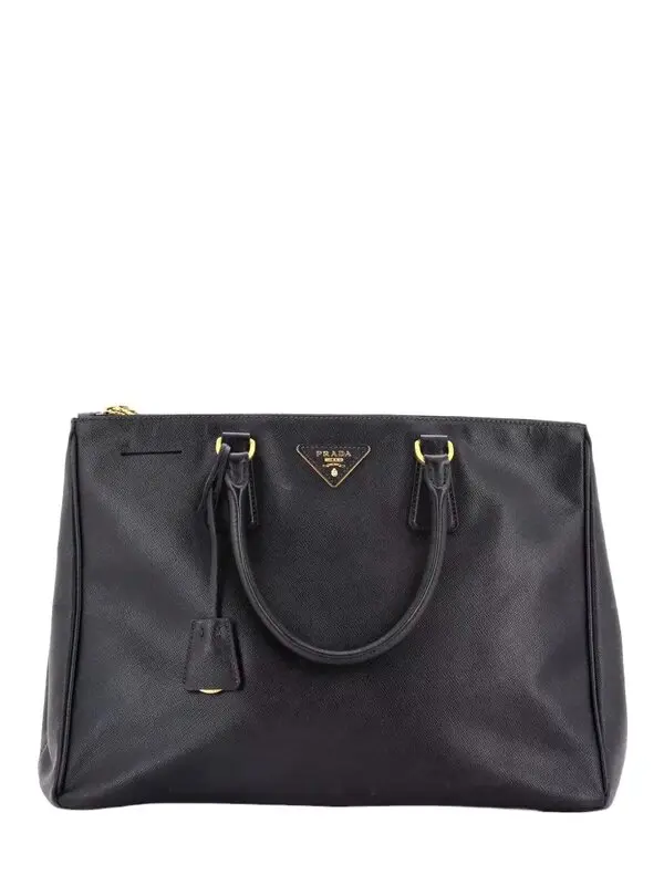 Prada Double Zip Lux Saffiano Leather Large Tote Bag - Black