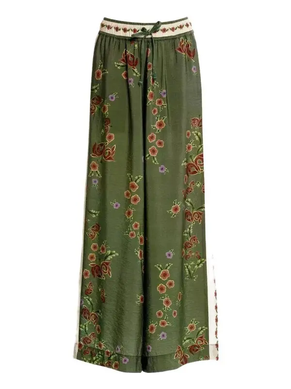 Agua Bendita Janis Aura Floral-print Trousers - Green