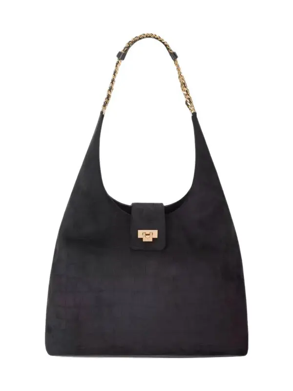 Elisabetta Franchi Embossed Chain Shoulder Bag - Neutrals