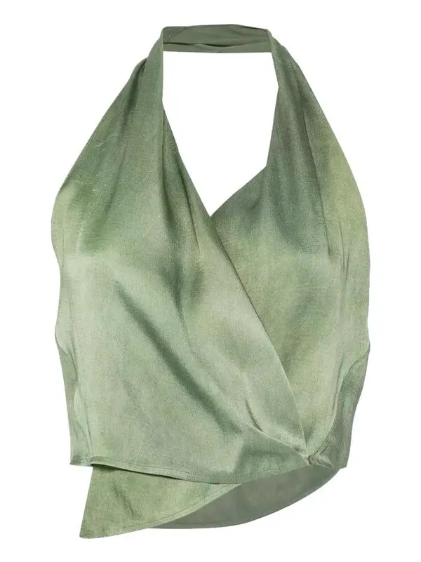 CORTANA Wrap V-neck Top - Green