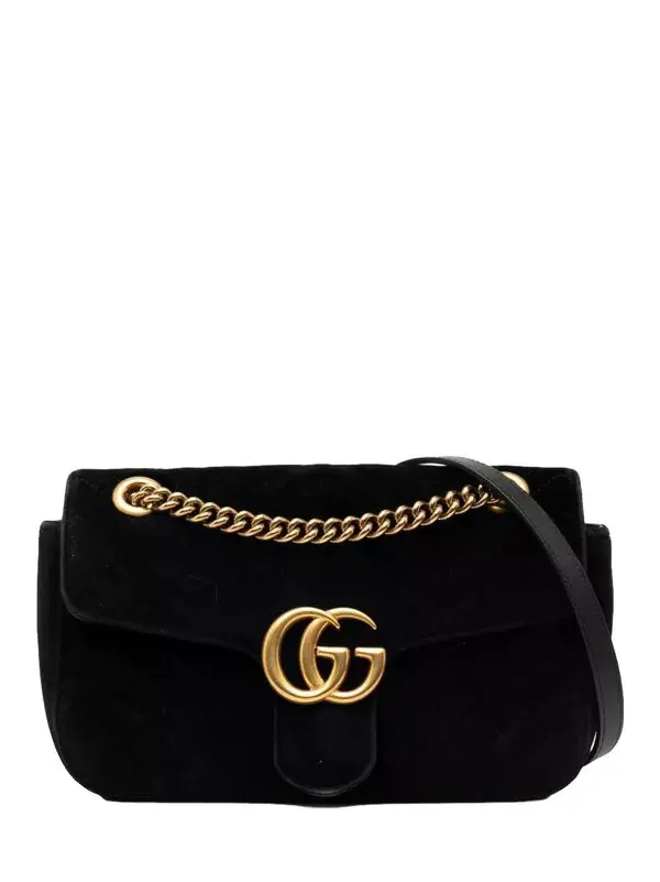 Gucci Gg Marmont Medium Velvet Shoulder Bag - Black