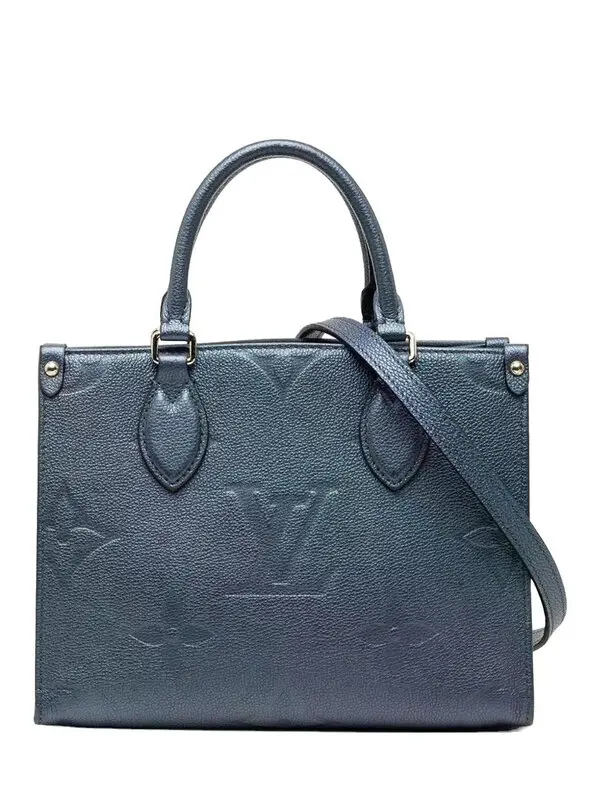 LOUIS VUITTON 2021-2025 Metallic Monogram Giant Empreinte Onthego Pm Satchel - Blue