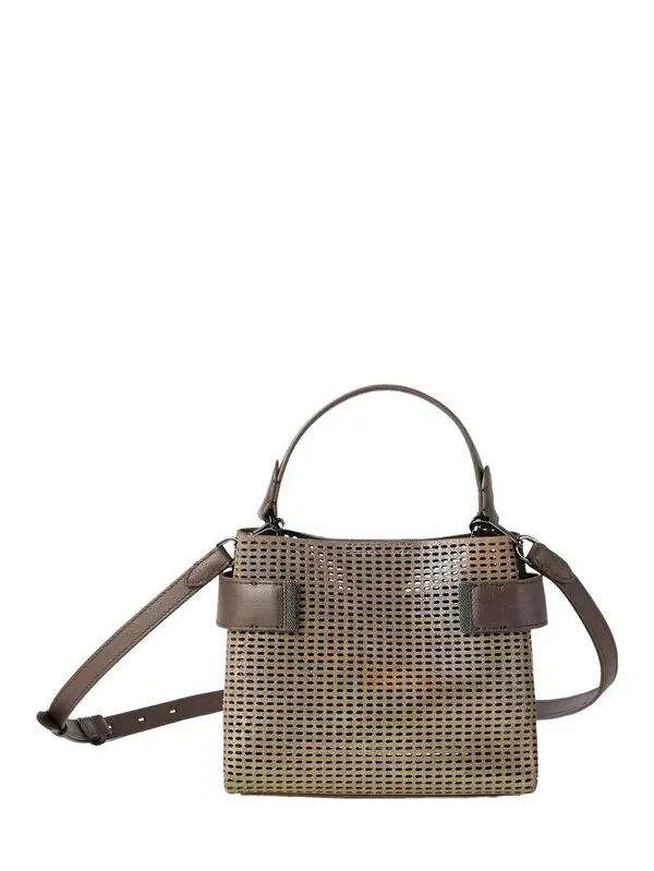 Brunello Cucinelli Small Essence Sparkling Leather Tote - Neutrals