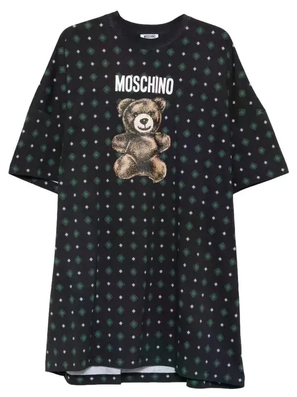 Moschino Bear-print Mini Dress - Black