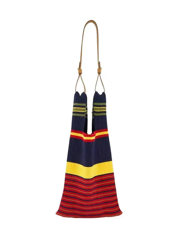 PAULA Striped Knitted Tote Bag - Red