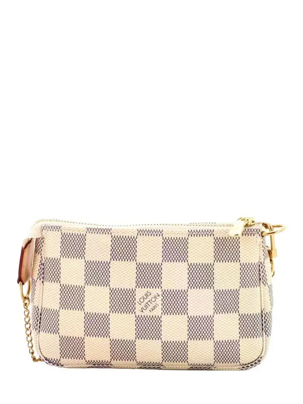 LOUIS VUITTON Pochette Accessoires Damier Azur Mini Clutch - White