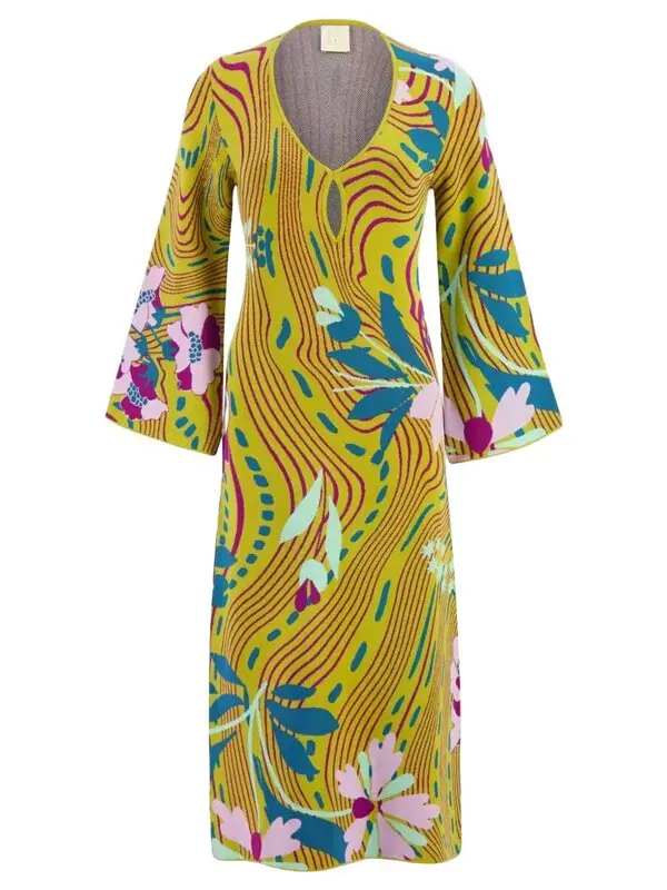 PAULA Varvara Floral-jacquard Dress - Yellow