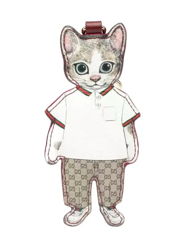 Gucci Yuko Higuchi Gg Supreme Cat Boris Bag Charm And Key Chain - Brown