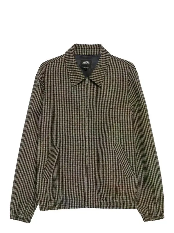 A.p.c. Houndstooth Zip Shirt Jacket - Brown