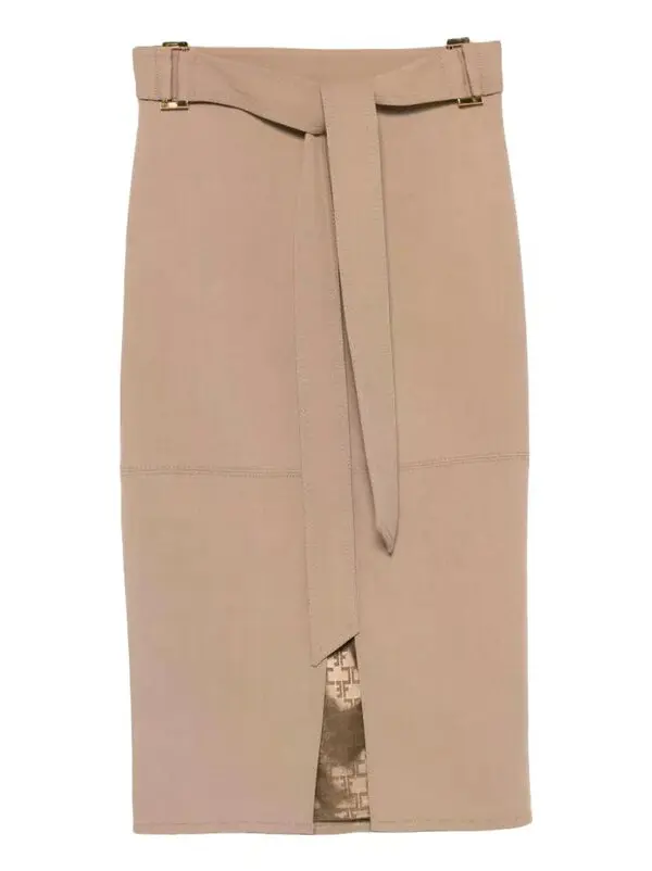 Elisabetta Franchi Belted Midi Skirt - Brown