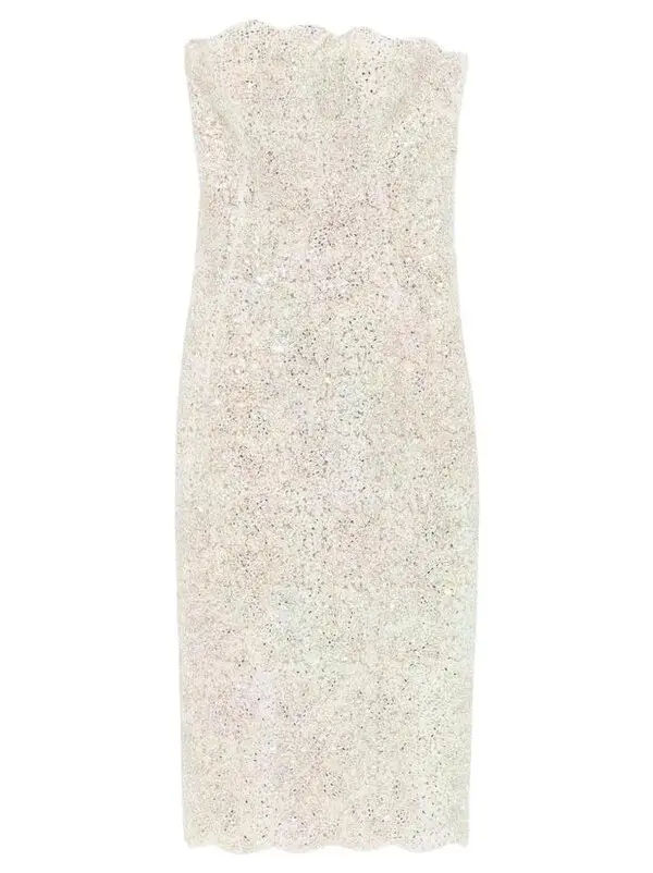 Ermanno Scervino Midi Strapless Dress - Neutrals