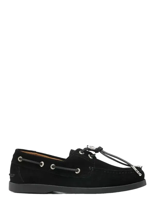 Toga Embellished Boat Shoes - Black