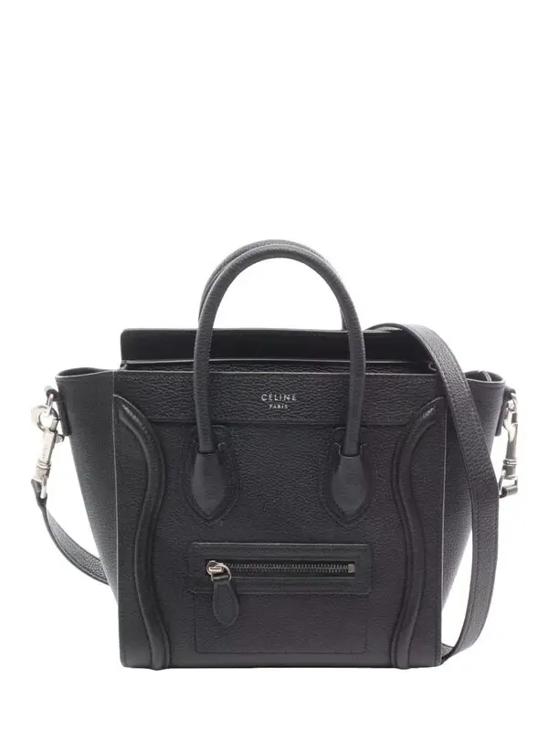 Celine Nano Leather Luggage Tote Satchel - Black