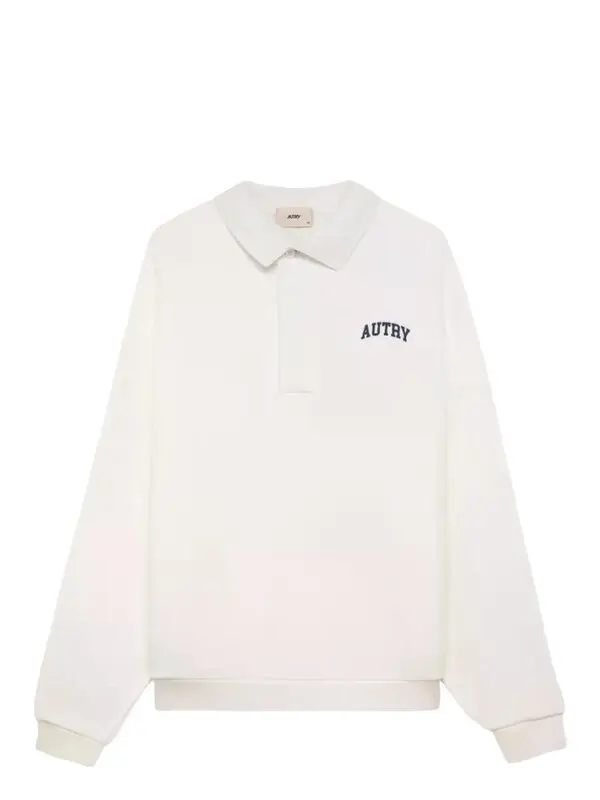 AUTRY Logo-detail Long-sleeve Polo Shirt - Neutrals