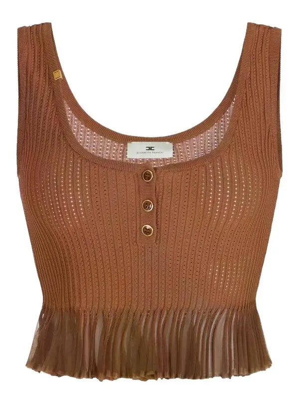 Elisabetta Franchi Button Ruffled Tank Top - Brown