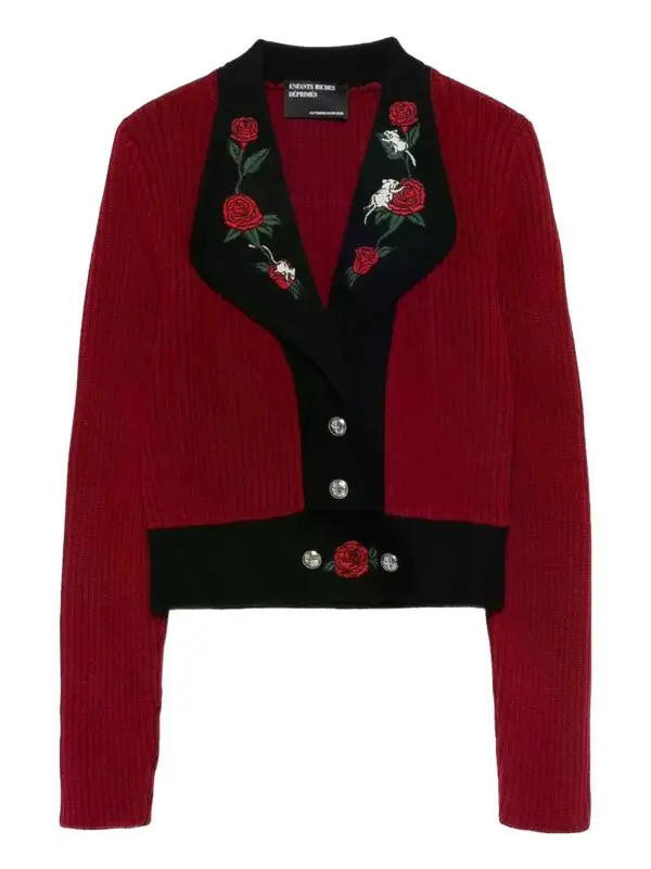 Enfants Riches Déprimés Rats Embroidery Button Cardigan - Red