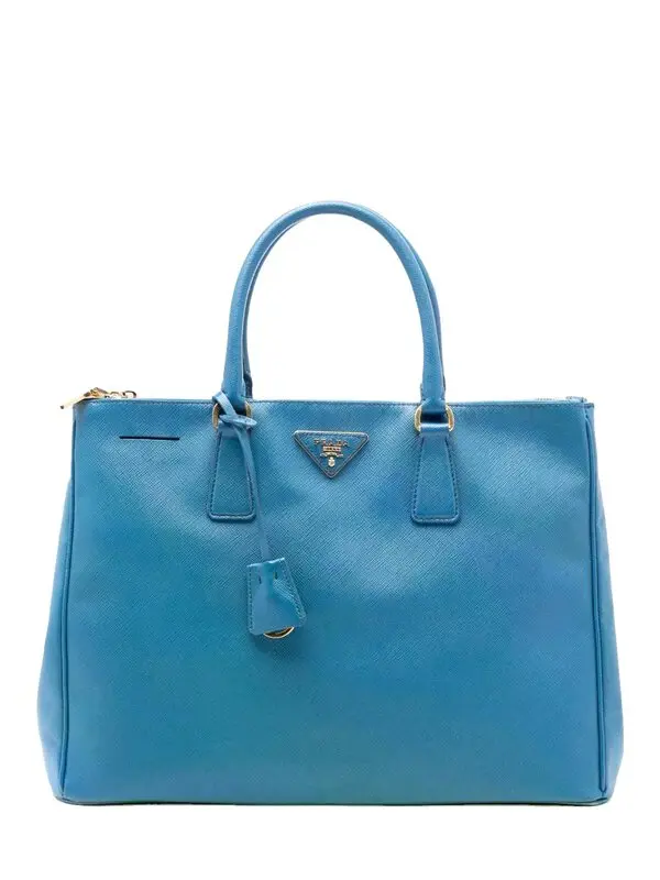 Prada Large Saffiano Lux Galleria Double Zip Satchel - Blue
