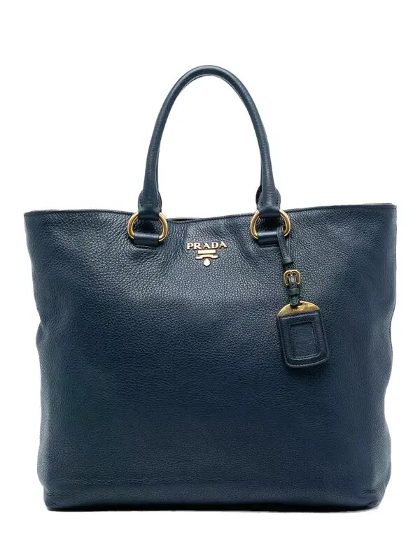 Prada Vitello Daino Open Convertible Tote Satchel - Blue