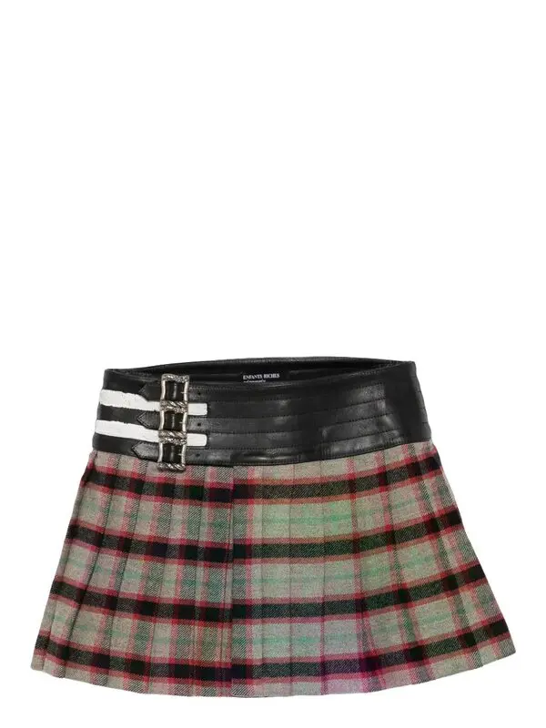 Enfants Riches Déprimés Buckle Plaid Mini Skirt - Neutrals