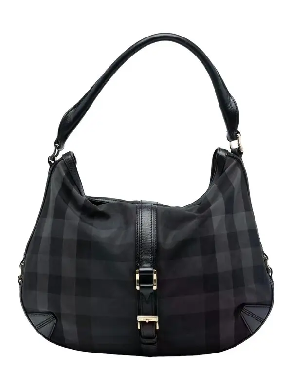 Burberry Grafton Check Hobo Bag - Black