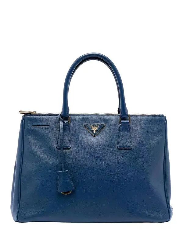 Prada Saffiano Leather Galleria Double Zip Satchel - Blue